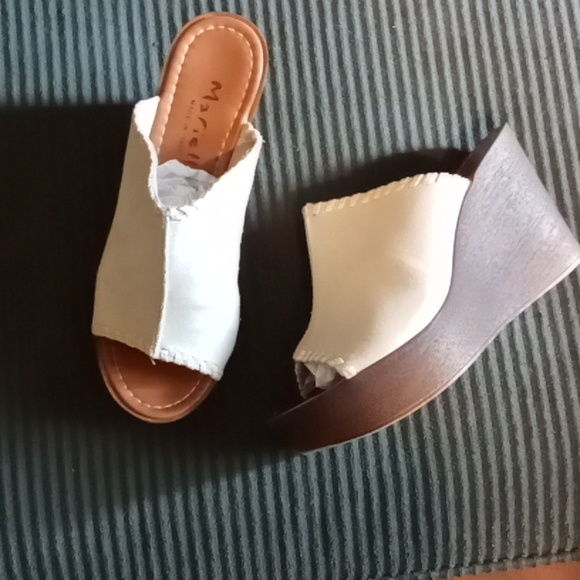 Mariella | Shoes | Italian Leather Suede Wedge Sandals Cream Color ...